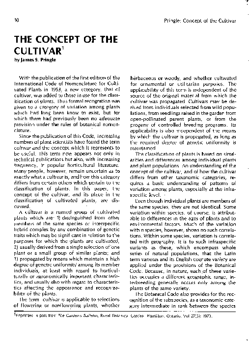 (PDF) The Concept of the Cultivar