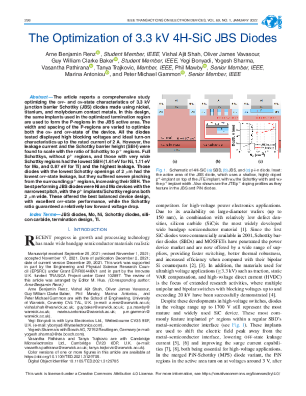 (PDF) The Optimization of 3.3 kV 4H-SiC JBS Diodes