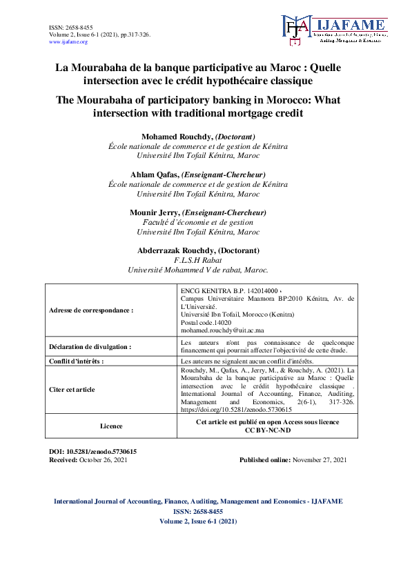 (PDF) La Mourabaha de la banque participative au Maroc : Quelle ...