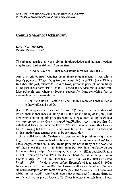 (PDF) Contra Snapshot Ockhamism