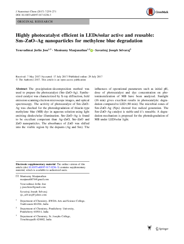 (PDF) Highly photocatalyst efficient in LEDs/solar active and reusable ...