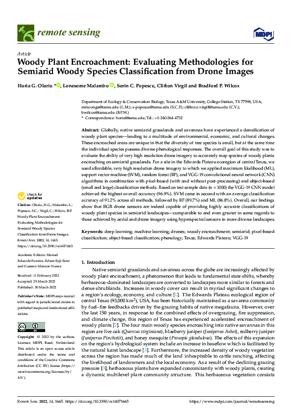 (PDF) Woody Plant Encroachment: Evaluating Methodologies for Semiarid ...