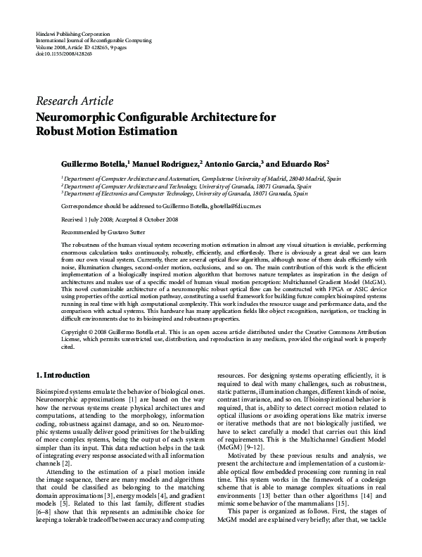 Pdf Neuromorphic Configurable Architecture For Robust Motion