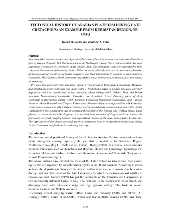 (PDF) Tectonical history of Arabian platform during Late Cretaceous An ...