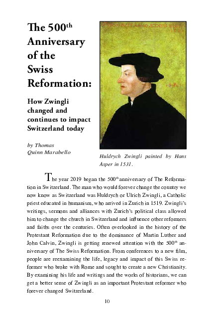 (PDF) The 500th Anniversary of the Swiss Reformation: How Zwingli ...