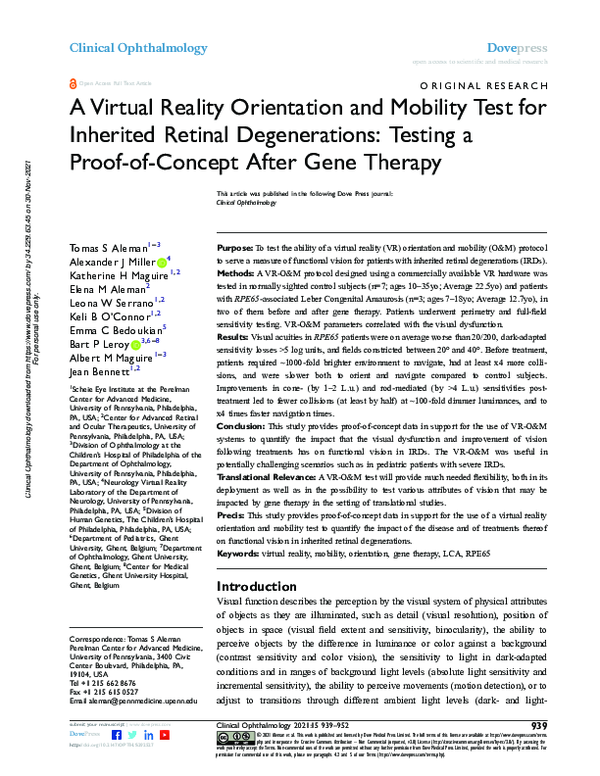 (PDF) A Virtual Reality Orientation and Mobility Test for Inherited ...