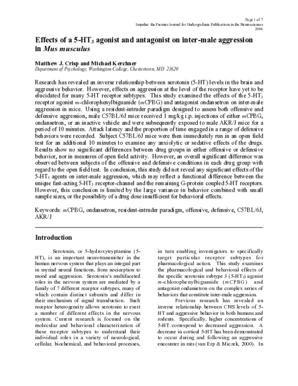 (PDF) Effects of a 5-HT3 agonist and antagonist on inter-male ...