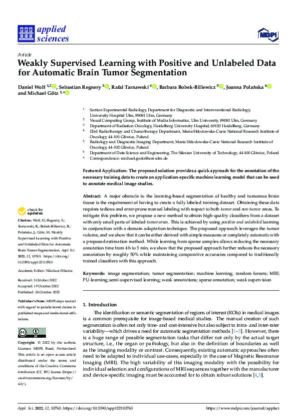 (PDF) Weakly Supervised Learning with Positive and Unlabeled Data for Automatic Brain Tumor ...