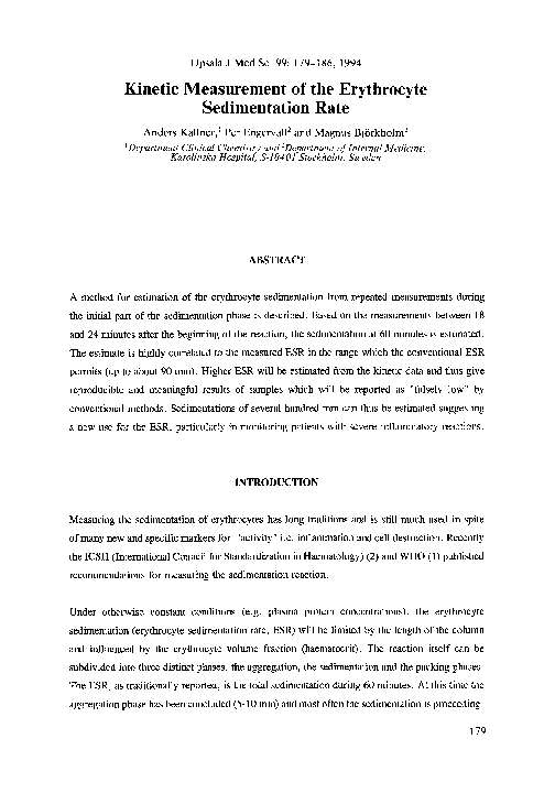 (PDF) Kinetic Measurement of the Erythrocyte Sedimentation Rate