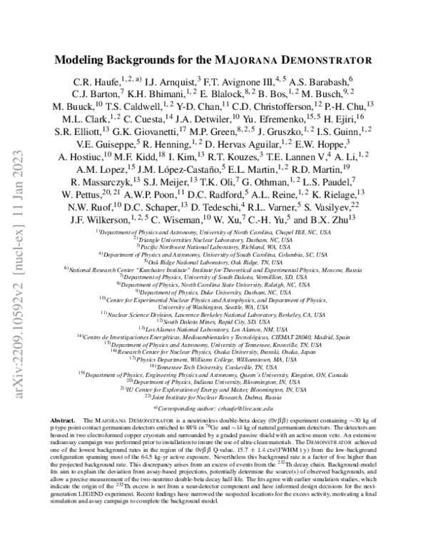 (PDF) Modeling Backgrounds for the MAJORANA DEMONSTRATOR