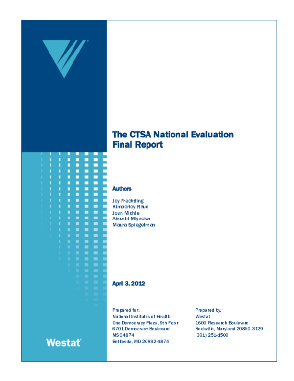 (PDF) The CTSA National Evaluation Final Report | Atsushi Miyaoka ...