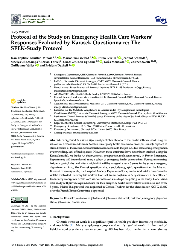 (PDF) Protocol of the Study on Emergency Health Care Workers’ Responses ...