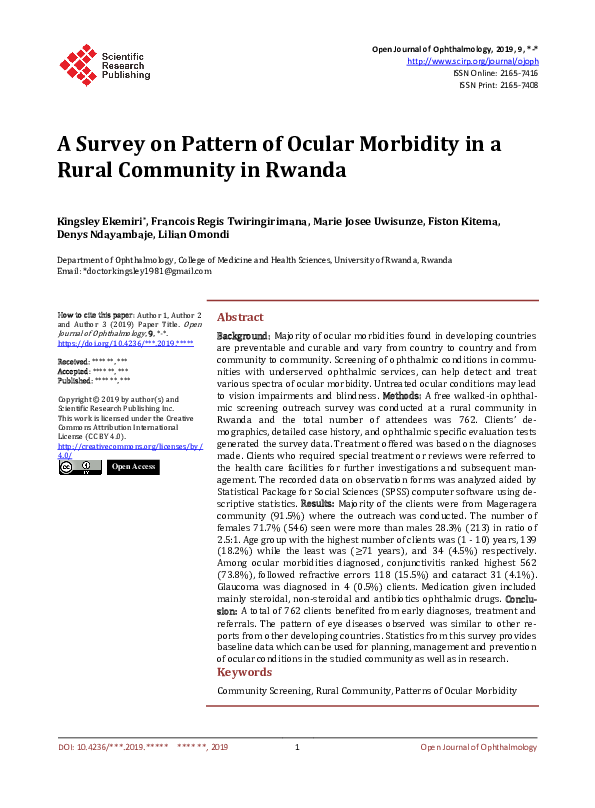 (PDF) A Survey on Pattern of Ocular Morbidity in a Rural Community in ...