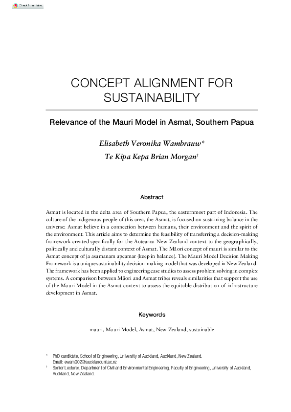 (PDF) Concept Alignment for Sustainability: Relevance of the Mauri ...