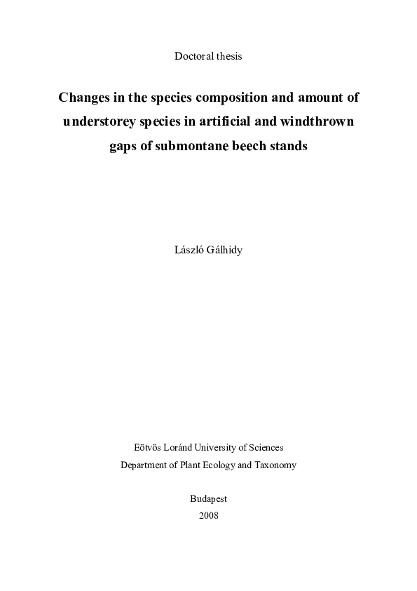 (PDF) Changes in the species composition and amount of understorey ...
