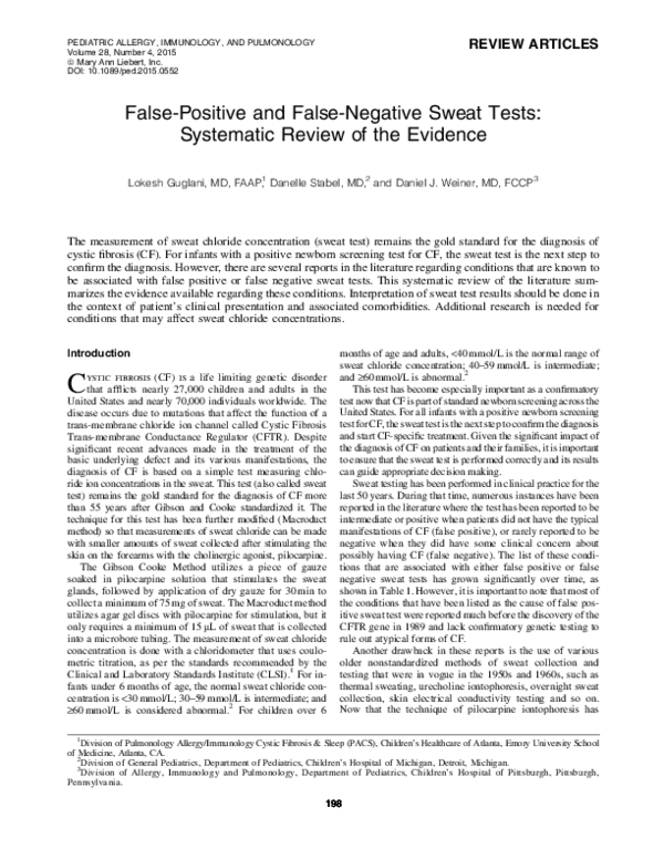 (PDF) False-Positive and False-Negative Sweat Tests: Systematic Review ...