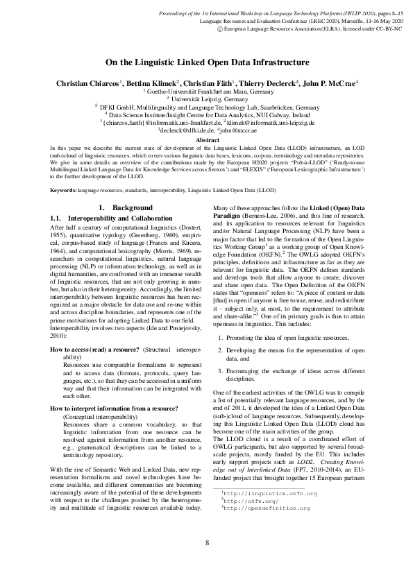 Pdf On The Linguistic Linked Open Data Infrastructure