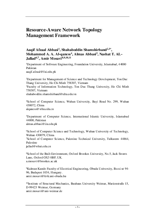 (PDF) Resource-Aware Network Topology Management Framework
