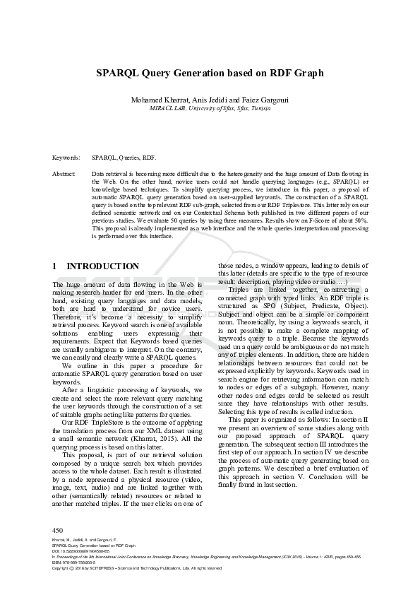 (PDF) SPARQL Query Generation based on RDF Graph