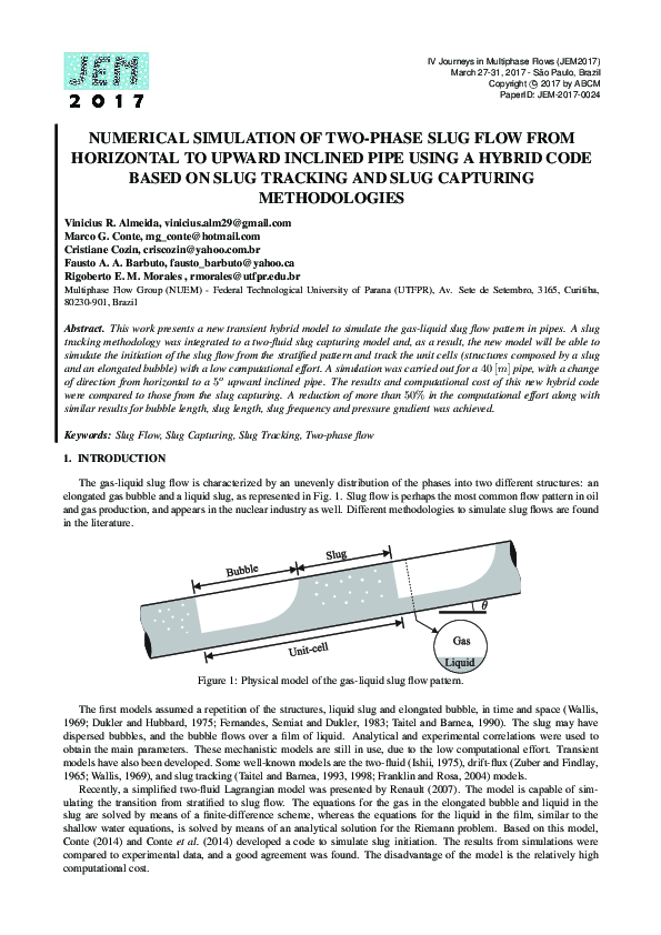 Pdf Numerical Simulation Of Two Phase Slug Flow From Horizontal To