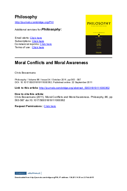 (PDF) Moral Conflicts and Moral Awareness