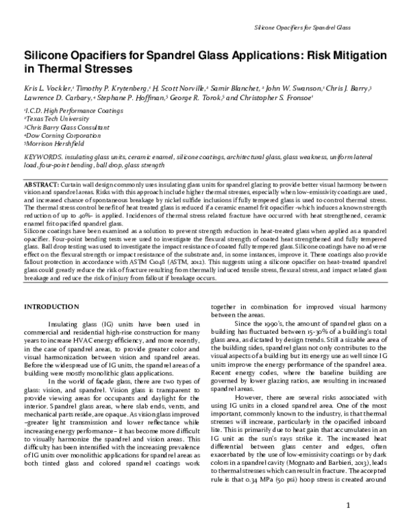 (PDF) Silicone Opacifiers for Spandrel Glass Applications : Risk ...