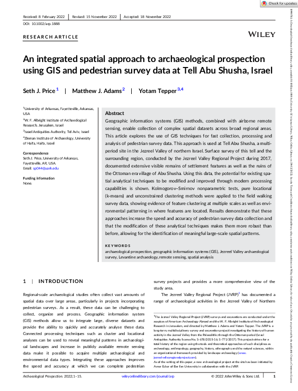 (PDF) An integrated spatial approach to archaeological prospection using GIS and pedestrian ...