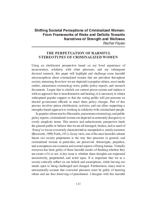 (PDF) Shifting Societal Perceptions of Criminalized Women: From ...