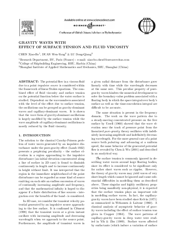 (PDF) Gravity waves with effect of surface tension and fluid viscosity