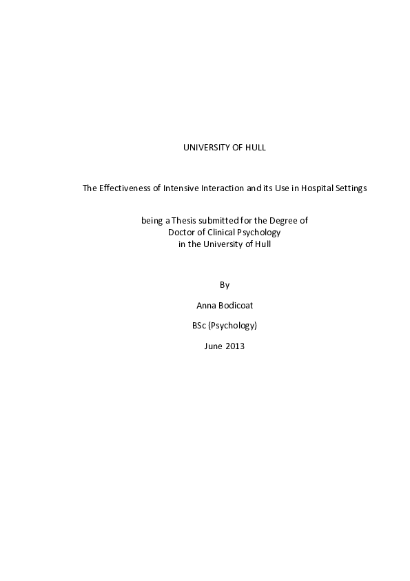 (PDF) The effectiveness of intensive interaction and its use in ...