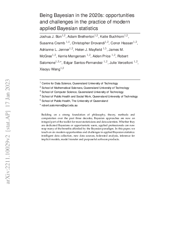 (PDF) Being Bayesian in the 2020s: opportunities and challenges in the practice of modern ...