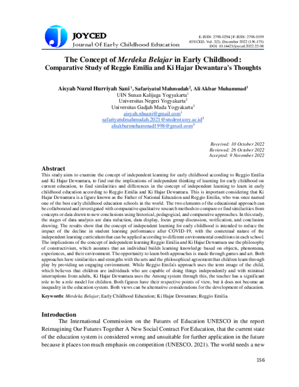 (PDF) The Concept of Merdeka Belajar in Early Childhood: Comparative ...