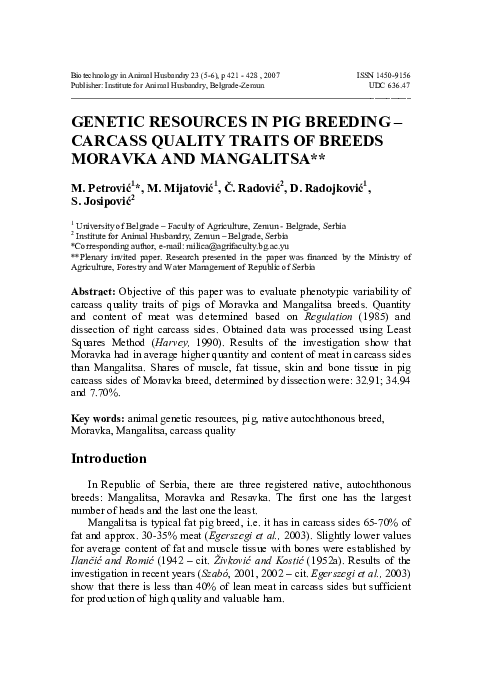 (PDF) Genetic resources in pig breeding: Carcass quality traits of ...