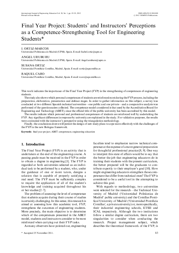 (PDF) Final year project: students and instructors perceptions as a ...