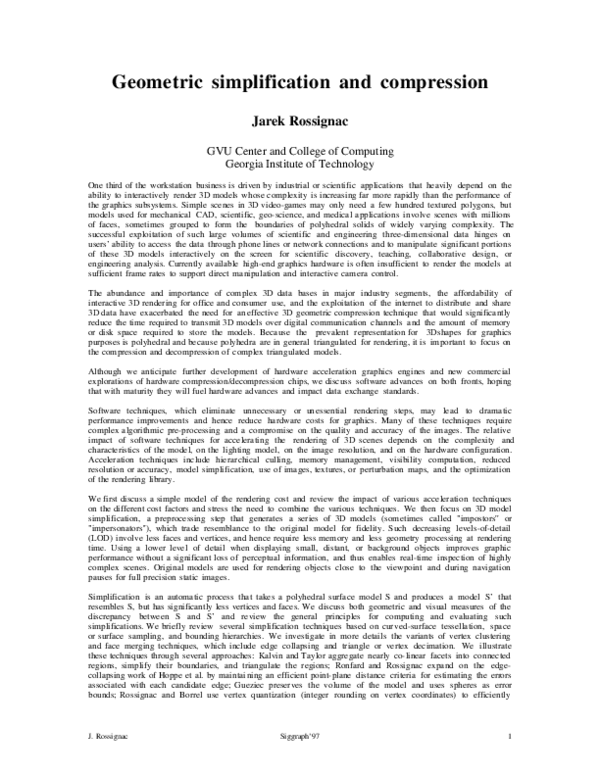 (PDF) Geometric simplification and compression