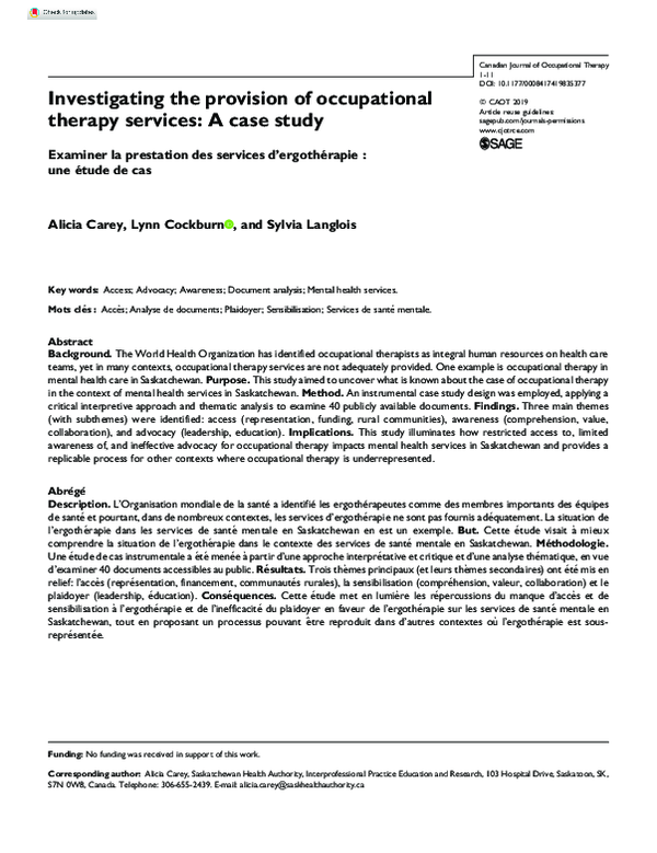 (PDF) Investigating the provision of occupational therapy services: A ...