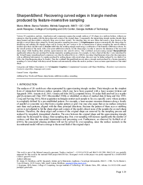 (PDF) Sharpen&Bend: Recovering curved edges in triangle meshes produced ...