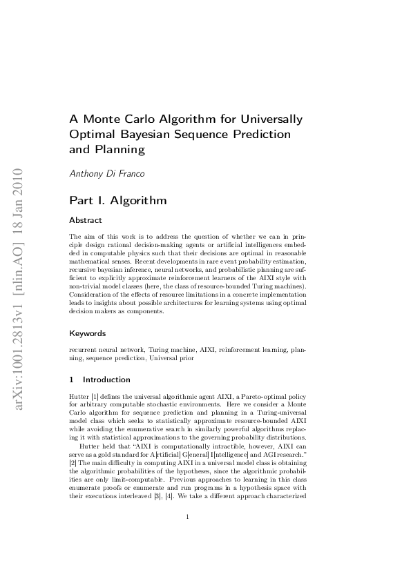(PDF) A Monte Carlo Algorithm for Universally Optimal Bayesian Sequence ...