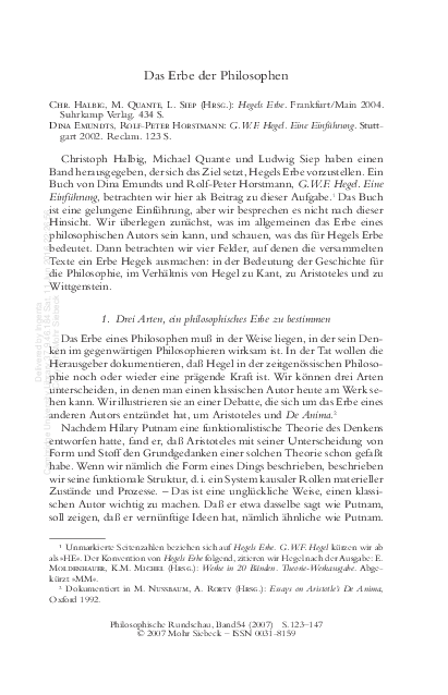 (PDF) Das Erbe der Philosophen