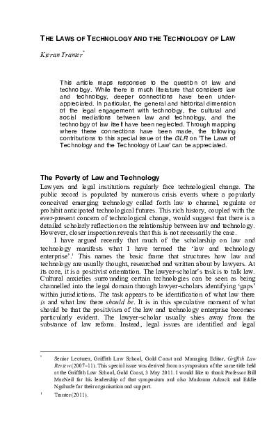 (PDF) The laws of technology and the technology of law