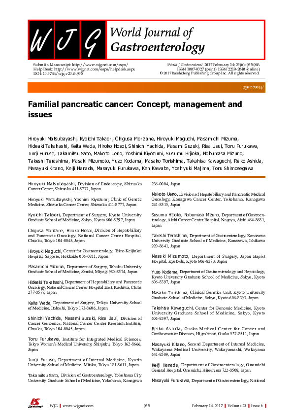 (PDF) Familial pancreatic cancer: Concept, management and issues