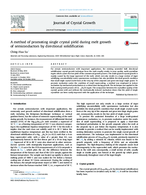 (PDF) A method of promoting single crystal yield during melt growth of ...