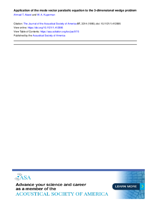 (PDF) Application of the mode vector parabolic equation to the 3 ...