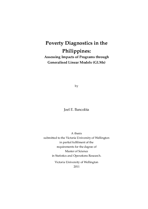 (PDF) Poverty Diagnostics in the Philippines: Assessing Impacts of ...