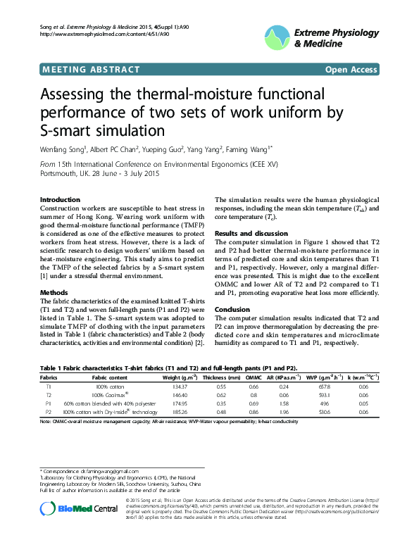 (PDF) Assessing the thermal-moisture functional performance of two sets ...