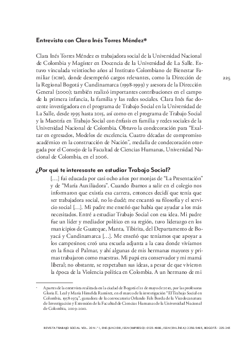 (PDF) Entrevista con Clara Inés Torres Méndez