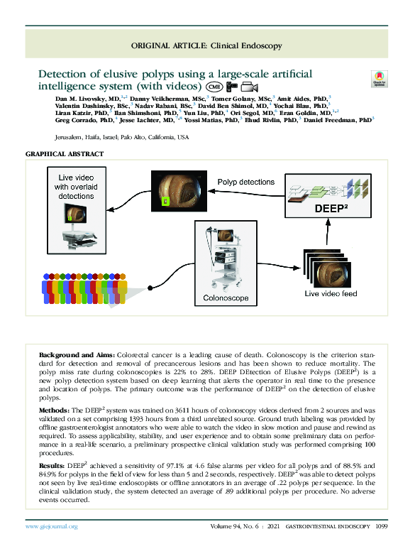 Pdf Detection Of Elusive Polyps Using A Large Scale Artificial Intelligence System With Videos