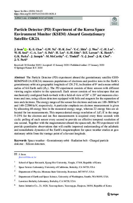 (PDF) Particle Detector (PD) Experiment of the Korea Space Environment ...