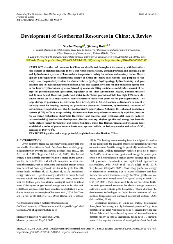 (PDF) Development of Geothermal Resources in China: A Review