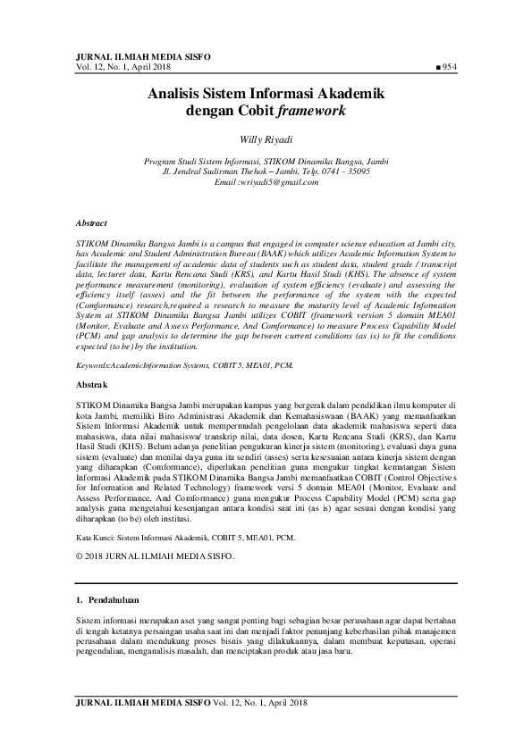 (PDF) Analisis Sistem Informasi Akademik dengan Cobit framework